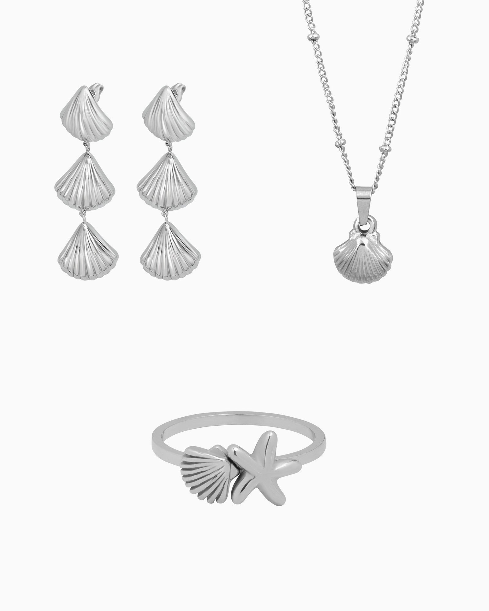 Ocean Motif Waterproof Silver Jewellery Set | Zoe Olivia